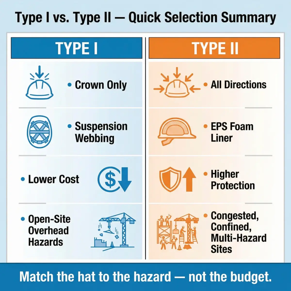Type I vs Type II Hard Hats: Key Differences Explained
